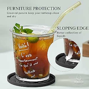 Wingcases Silicone Coasters for Drinks[6 Pack]- Cup Mat with Holder for Tabletop Protection-Non-Slip, Non-Stick, Coffee Table Decor, Great Gift for Any Occasion, Black