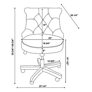 Linon Sinclair Wood Upholstered Adjustable Office Chair in Beige