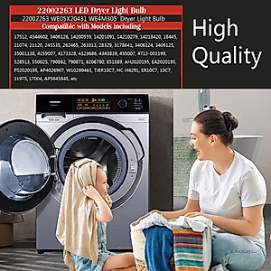 WE05X20431 Dryer Light Bulb /Ice Dispenser for Refrigerator Bulb / Sewing Machine E12 LED Light Bulb 3W Replaces C7 E12 Candelabra 10W-30W Halogen 100V-265V Cool White 6000K Appliance Lamp, 2-Pack