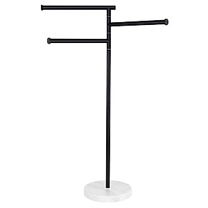 KES Matte Black Towel Racks for Bathroom with Weighted Marble Base, 40 Inch Free Standing Pool Towel Rack Outdoor, 3 Swivel Bars, Premium 18/8 Stainless Steel, BTH219-BK