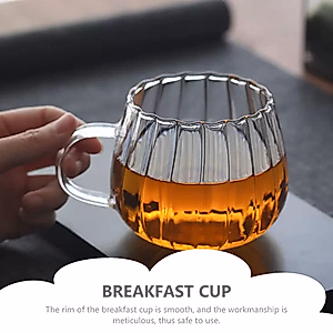 Zerodeko Glass Cups 2pcs Pumpkin Shaped Glass Mugs with Handle, Clear Coffee Mugs, Clear Drinking Cups Beverage Mugs Tea Mugs for Cappuccino, Latte, Espresso (350ml) Office Decor