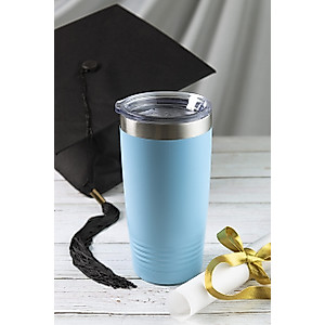 LaserGram 20oz Vacuum Insulated Tumbler Mug, Alien Head, Personalized Engraving Included (Black)