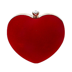 Danse Jupe Women Mini Heart Shape Velvet Evening Clutch Handbag Top-handle Bag Chain Cross-body Bag Purse