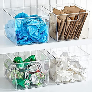 mDesign Plastic Storage Organizer Container Bin, Household Organization for Cabinet, Counter, Drawer, Cubby, and Cupboard, Holds Clothing, Linens, Toys, and Essentials, Ligne Collection, 8 Pack, Clear