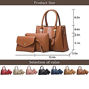 3Pcs Purse Set Handbags for Women Shoulder Bag PU Leather Hobo Bags Ladies Crossbody Bag (Grey)