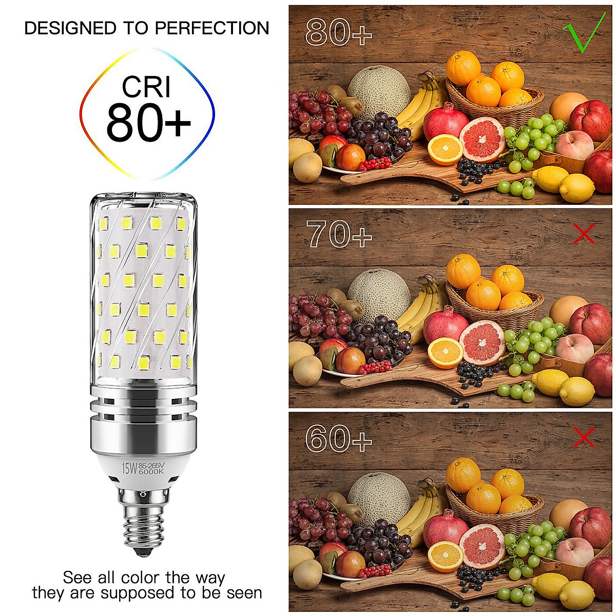 gezee E12 LED Corn Bulbs,15W LED Candelabra Light Bulbs 120 Watt Equivalent, 1500lm, Daylight White 6000K LED Chandelier Bulbs, Decorative Candle, 4.1in*1.2in, Non-Dimmable LED Lamp(3-Pack)