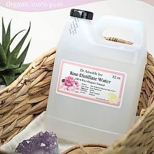 32 oz - Rose Water - 100% Natural Organic Face Toner Alcohol-Free Cleanser Bulgarian Rose Hydrosol for Face and Hair by Dr Adorable