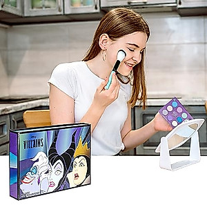 Townley Girl Disney Villians Water Based 27-Well Eyeshadow Swivel Palette, Shimmery and Opaque Colors, Pigmented Blendable, Long-lasting Colors, Ages 3 and Up