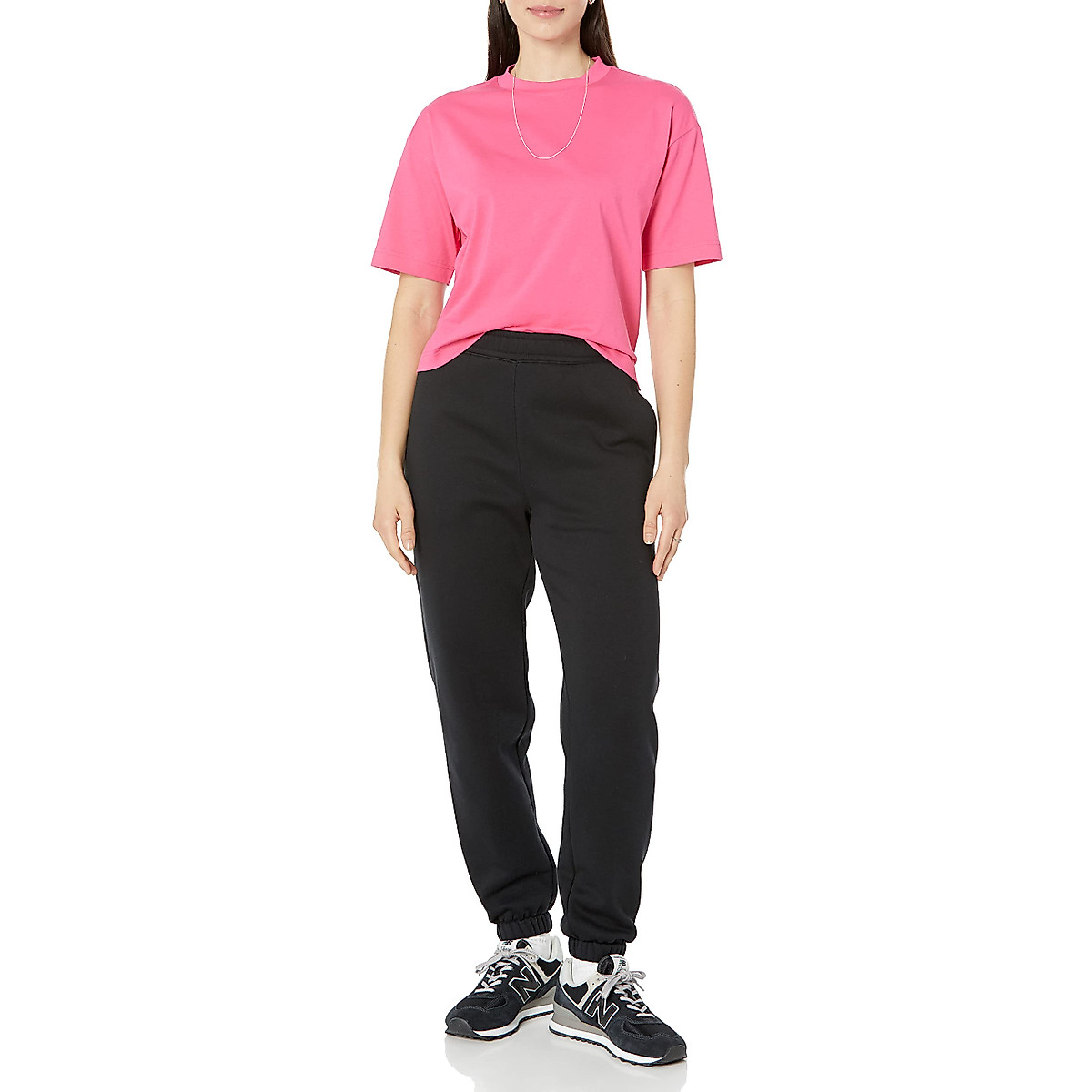 Amazon Essentials Women's Organic Cotton Drop Shoulder Relaxed Boxy Short-Sleeve T-Shirt (Available in Plus Size), Neon Pink, X-Large