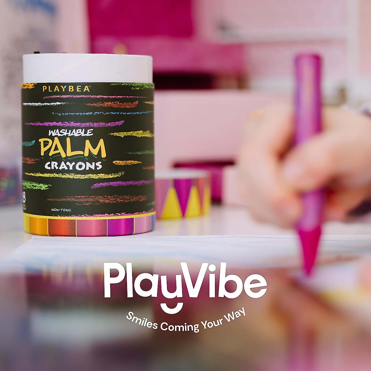 PLAYVIBE 18 Colors Jumbo Crayons for Toddlers 1-3 unbreakable – Non Toxic Washable Crayons for Kids ages 4-8 – Easy to Hold Toddler Crayons – Large Crayons for Toddlers 1-3