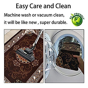 JUNCUIK Indoor Doormat Front Floor Door Rugs, 24”x 36” Super Absorbent Low Profile Mats, Non Slip Durable Inside Dirt Trapper Rug for Entryway, Machine Washable Front Door Mat, (Brown)