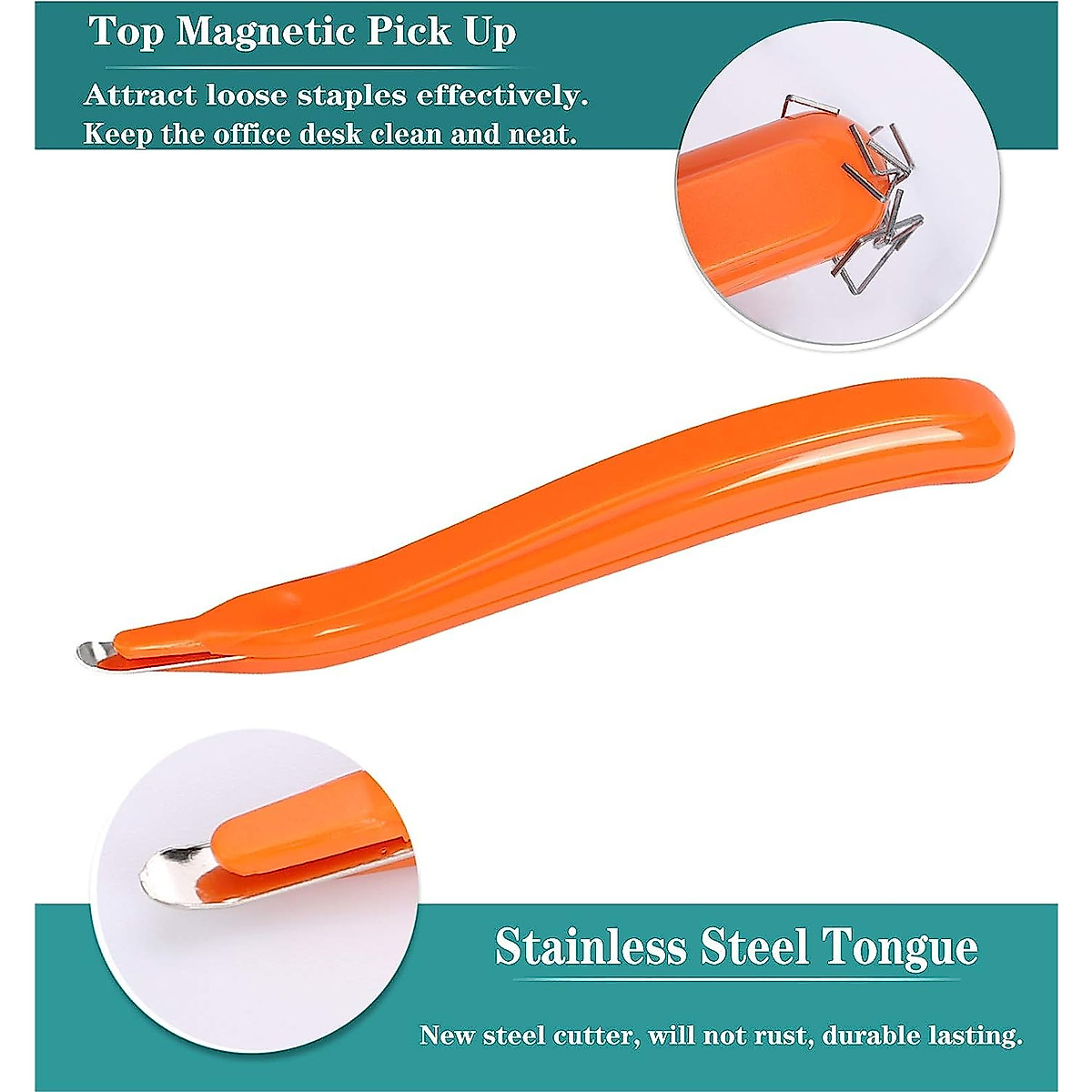 Professional Magnetic Staple Remover Puller Staple Puller Tool Staples Remover Staple Removal Tool for School Office Home (Orange, Rose, Green)