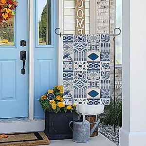 Double-sided garden flag Blue Talavera Mexican Tile Outdoor Flag Garden Flag Yard Outdoor Decoration （12×18in）.