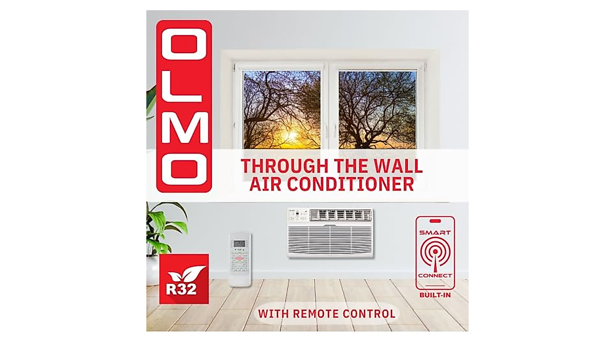 OLMO 8,000 BTU Wall Air Conditioner - Heating & Cooling with Remote