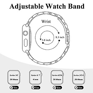 CSJCUBIC Metal band Compatible with Apple Watch Band 38mm 40mm 41mm 42mm 44mm 45mm for women, Slim and Thin Stainless Steel Replacement Adjustable Wristband for iWatch Series 8/7/6/5/4/3/2/1/SE (Gold, 38mm/40mm/41mm)