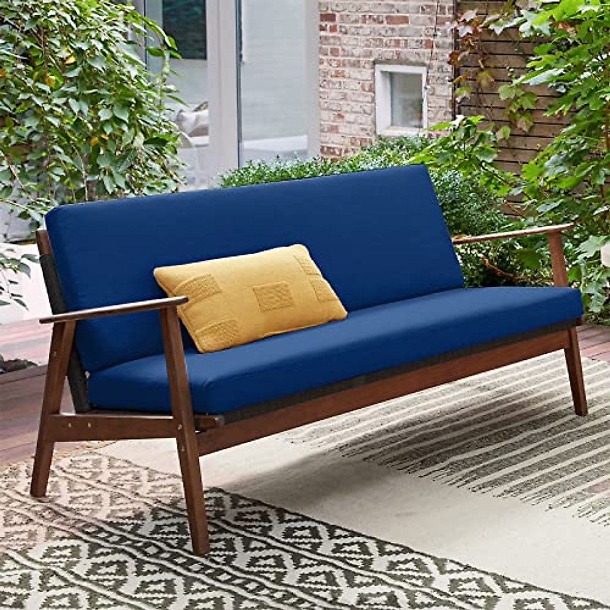 idee-home Outdoor Bench Cushion 42 inch, Patio Bench Cushion Indoor, Patio Furniture Chair Cushion Bench Pad, Porch Swing Cushion with Ties, Bay Window Seat Sofa Garden Replacement Loveseat Cushion