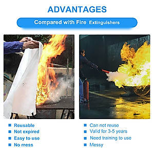 Jeagou Emergency Fire Blanket for Kitchen and Home, 2 Pack 39.37” x 39.37” Fiberglass Fire Safety Blankets for Survival, Suppression Fire Retardant Blanket for People