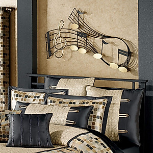 Touch of Class Rhythm Metal Wall Sculpture - Black, Gold - Hanging Music Studio Art - Musical Aesthetic for Bedroom, Living Room, Music Studio, Classroom, Office, Entryway