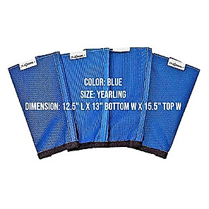 Shoofly Horse Leggins, Patented Loose Fitting Fly Boots, Prevent Fly Bites, Reduce Stomping, Stress & Fatigue, Breathable Plastic Mesh (Blue/Yearling)