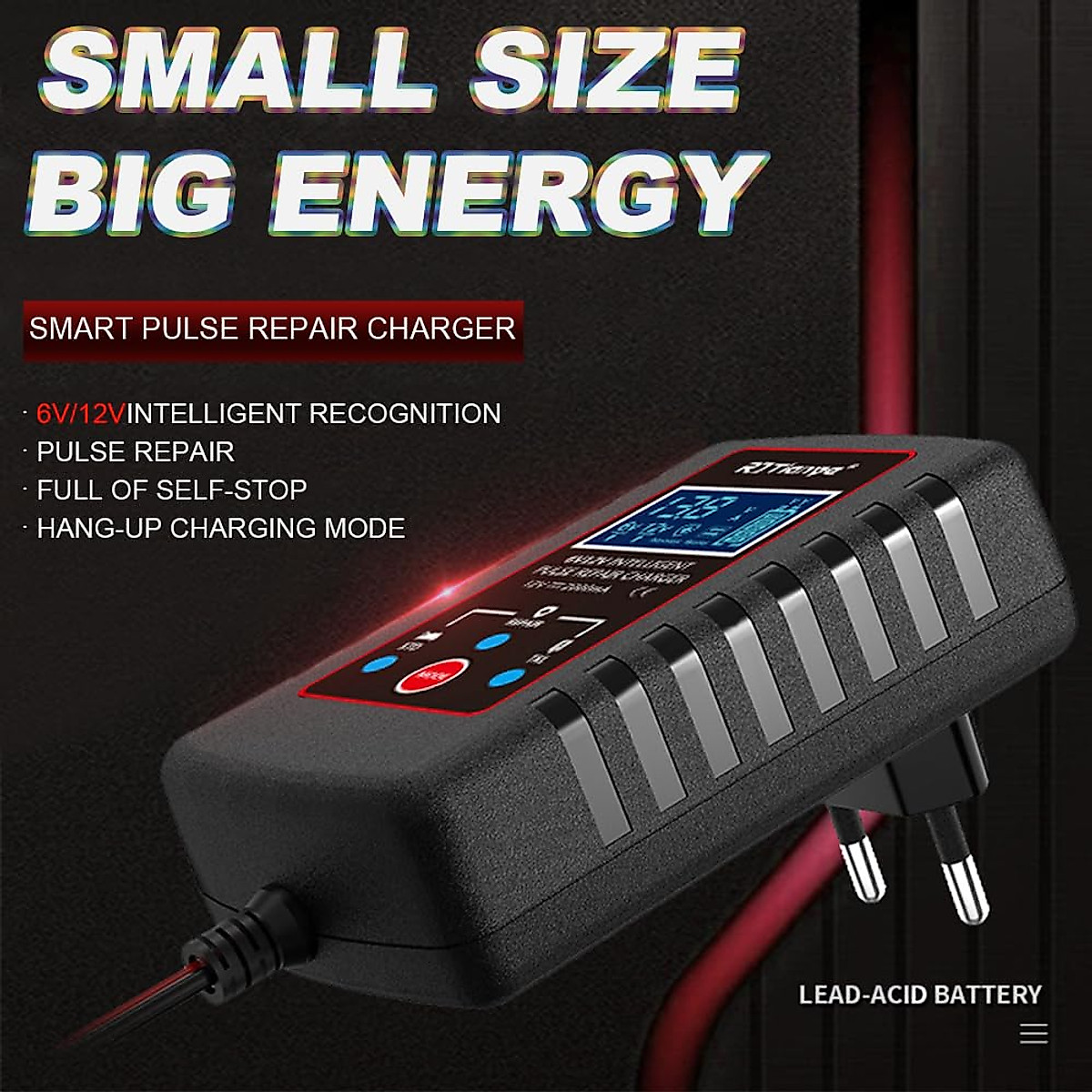 B-Qtech Upgraded 2Amp Car Battery Trickle Charger 6V/12V Smart Fully Automatic 3 Mode Battery Charger Maintainer, Battery Desulfator for Lawn Mower, Motorcycle, Car, Boat, Marine Lead Acid Batteries