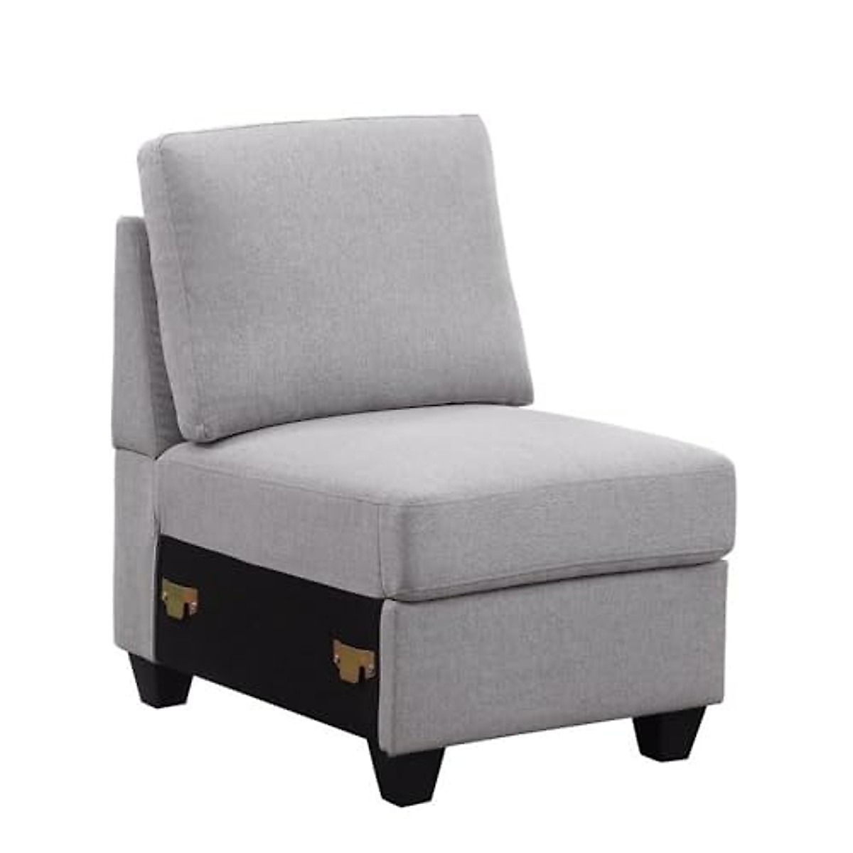 Devion Furniture 5-Seat Modern Fabric Upholstered Reversible Modular Sectional Sofa with 2 Ottomans in Light Gray Finish