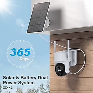 Ankway Solar Security Camera, Wireless Outdoor Cameras with Smart App, Color Night Vision, 360° PTZ WiFi Camera, IP65 Waterproof, AI Detection, 2-Way Talk, 3.5W Solar Powered Panel