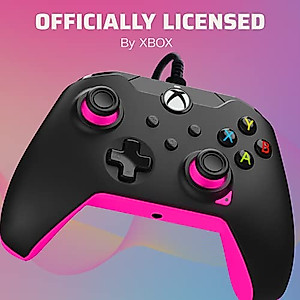 PDP Wired Xbox Game Controller - Xbox Series X|S/Xbox One, Dual Vibration Gamepad, App Supported - Fuse Black/Pink (Amazon Exclusive)