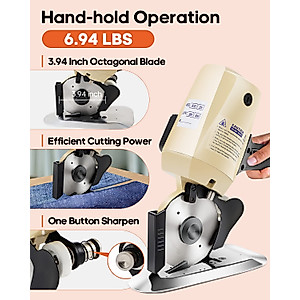 110V Electric Rotary Fabric Cutter Cloth Cutting Machine 4 Inch (100mm) Octagonal Blade Cloth Cutter Electric Scissors With Automatic Sharpener For Multi Layer Carpet Leather