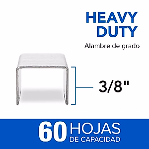 Swingline Staples, Heavy Duty, 3/8" Length, 60 Sheet Capacity, 100/Strip, 1000/Box, 1 Pack (35318), Silver (SWI35318)