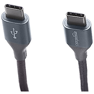 Amazon Basics 10 foot Nylon USB-C to USB-C 2.0 Fast Charging Cable, Dark Gray, Laptop