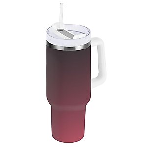 MCHIVER Black Pink Gradient 30 oz Tumbler with Handle and Straw Stainless Steel Vacuum Water Bottle Leak-proof Travel Coffee Mug Insulated Water Bottle for Car Home Office