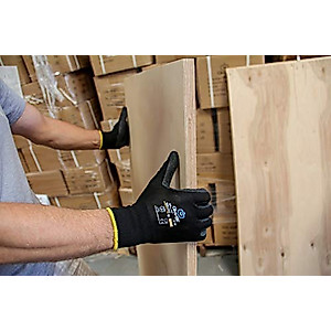 GlovBE 12 Pairs Grip All-Purpose Work Gloves with Latex Coated Palm, Black (XL)