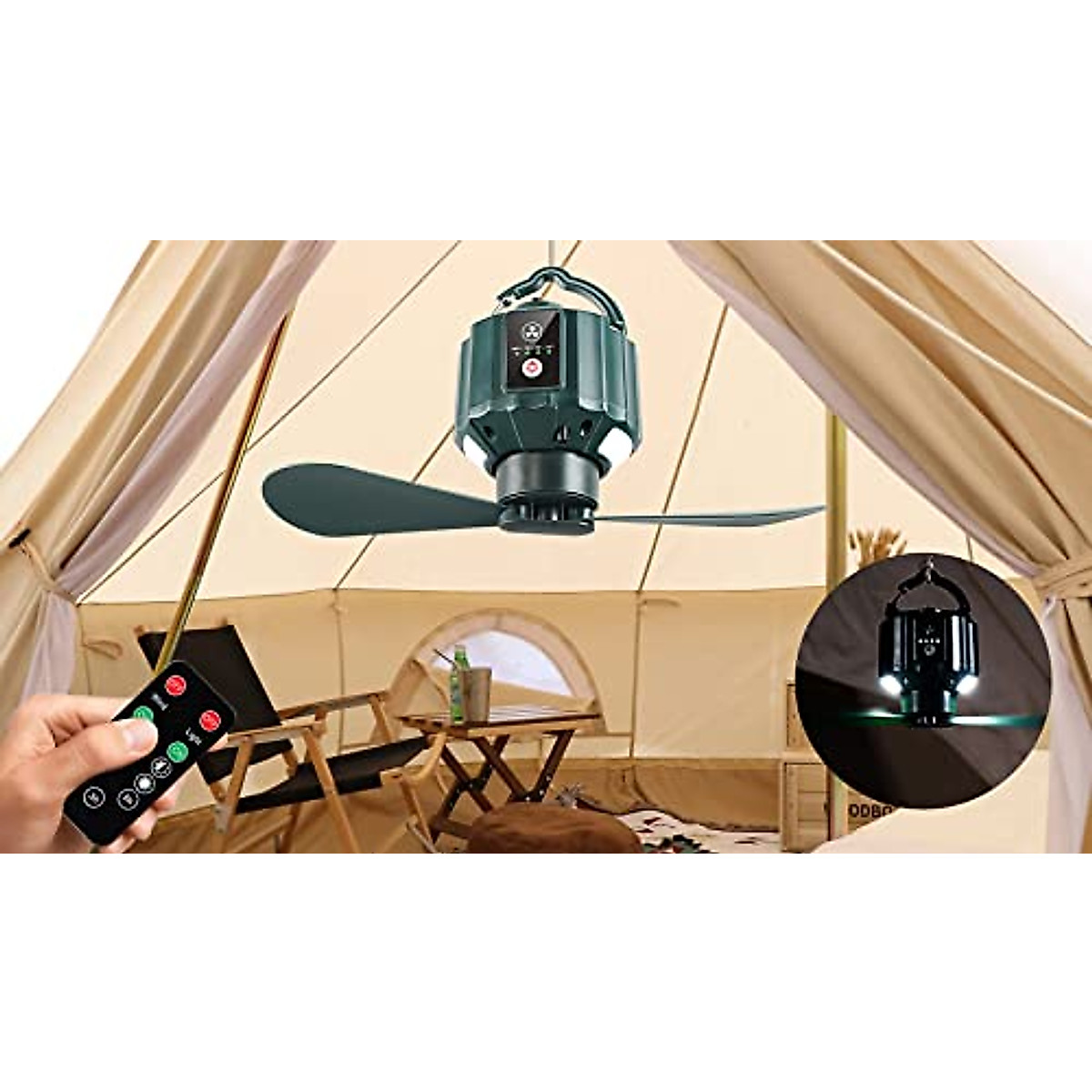 JHXZHAN 10400mAh tent fan light, canopy remote control ceiling fan, power bank, battery powered USB charging fan, suitable for fishing, outdoor, outing, camping, etc.
