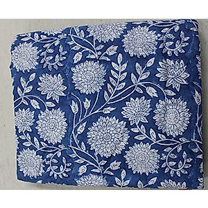 India Hand Block Printed Fabric Cotton Jaipuri Dress Fabric 5 Yard Multi Use Kurti and Long Dress Fabric