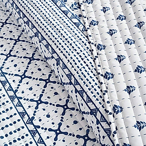 Lush Decor Monique Stripe Navy and White 3 Piece Quilt Set, King - Includes 2 Matching Pillow Shams