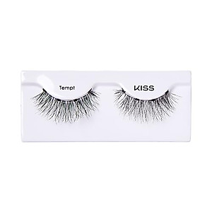KISS Magnetic Lashes, Tempt, 1 Pair Synthetic False Eyelashes With 5 Double Strength Magnets, Wind Resistant, Dermatologist Tested Fake Lashes Last Up To 16 Hours, Reusable Up To 15 Times Black