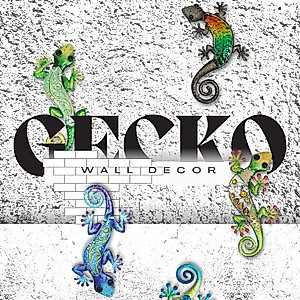 Comfy Hour Spring Is Here Collection 14" Green Blue Metal Art Gecko Wall Décor, Lizard Home Decoration