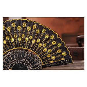 Folding Hand Fan Folding Fan Handheld Folded Fan Embroidered Sequins Folding Fan Chinese Style Classical Hand Fans Dance Manual Fan Foldable Fan Hand Held Fans (Color : A6, Size : 23 * 41CM)