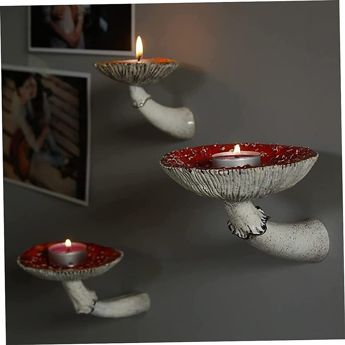 Eaarliyam Wall Shelves, Mushroom Hanging Shelf, Wall Floating Shelf, Resin Storage Shelves Ornaments for Bedroom Living Room Bathroom (Size: M)