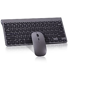 Wireless Keyboard and Mouse Combo, Compact Quiet Wireless Keyboard and Mouse Set 2.4G Ultra-Thin Sleek Design for Windows, Computer, Desktop, PC, Notebook, Laptop (GHKM03)