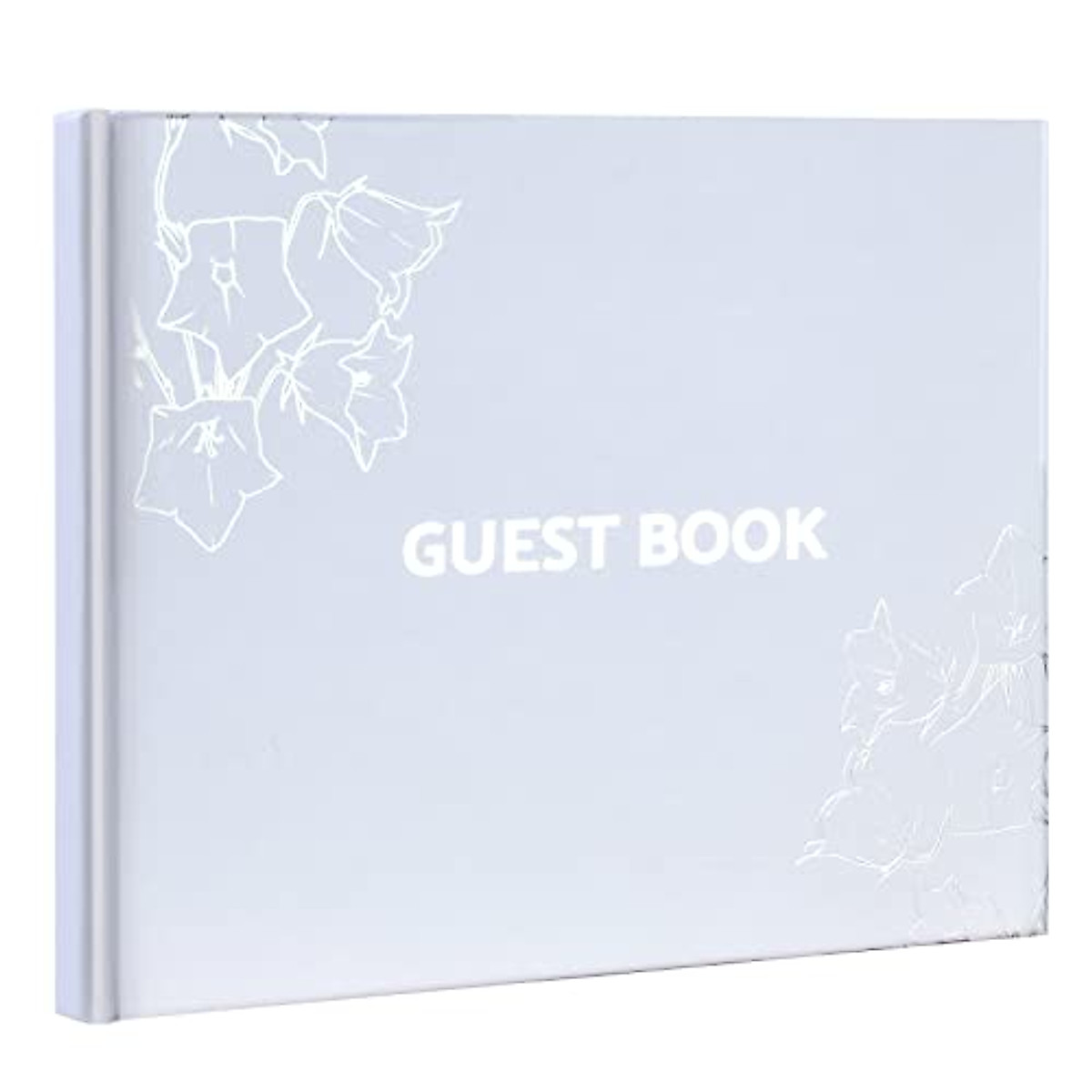 BPFY Wedding Guest Book, Sign in Guest Book for Wedding Reception, 9"x7" 120 Page Wedding Registry Guestbook with Sliver Foil, Purple Flower Floral Design Baby Shower Guest Book