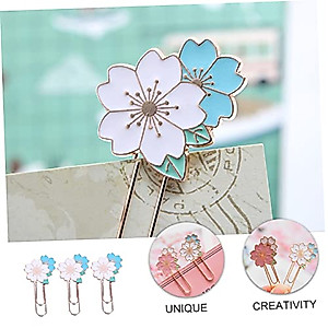 Operitacx 3pcs Cherry Blossom Paper Clip Girl Hair Clips Flower Bookmark Bookmarks for Kids Bulk Antique Bookmark Paper File Clip Holder Reading Bookmark Page Marker Clip Bookmark Clip Metal