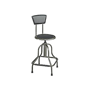Safco 6664 Diesel Series Industrial Stool W/Back High Base Pewter Leather Seat/Back Pad