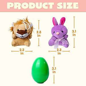 JOYIN 12 Pcs Prefilled Easter Eggs of Mini Stuffed Animal Plush Toys Easter Basket Stuffer for Kids Easter Egg Hunt Filler Stuffer