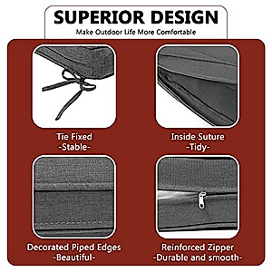 Sundale Outdoor Waterproof Olefin Bench Cushion, Outdoor/Indoor Durable Thicken Pad with Adjustable Straps, Patio Garden Sofa Settee Couch Loveseat Cushion (Dark Gray, 59" W x 18" D x 4" T)