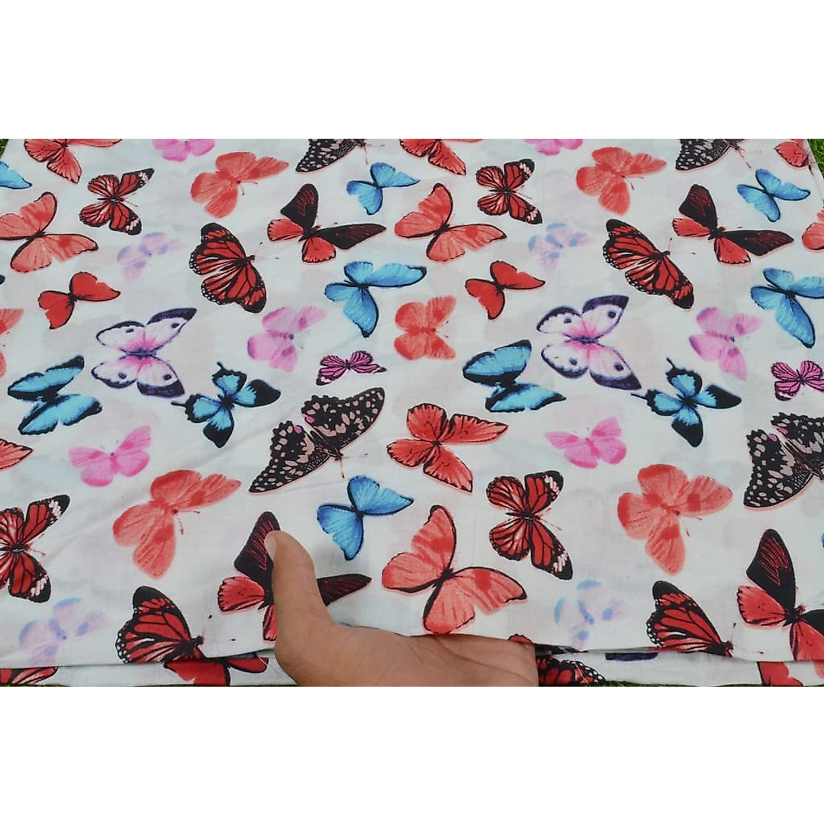 Maviss Homes Beautifuly Designed Dress Making Hand Block Printed Fabric |Indian Cotton Craft Sewing Material Supplies | Fabric for Quilt Making | 5 Yard; White