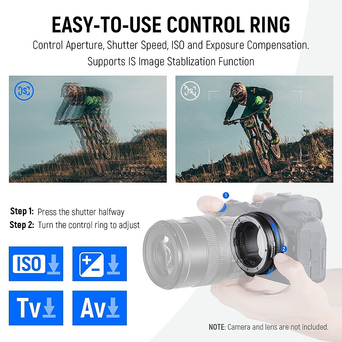 NEEWER EOS EF to RF Lens Adapter, Auto Focus Lens Mount Adapter with Control Ring, Compatible with Canon EF/EF-S Lens EOS R EOS Ra EOS RP EOS R5 EOS R6 EOS R3 - NW-EF-EOSR ARC, Max Load: 4.4lb/2kg