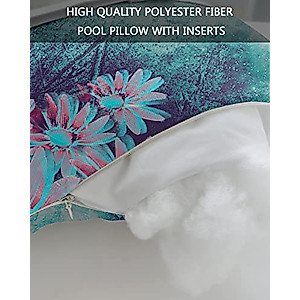 Recliner Head Pillow Ledge Loungers Chair Pillows with Insert Gradient Floral Mottled Retro Pattern Lumbar Pillow with Adjustable Strap Outside Patio Decorative Garden Cushion for Bench Couch, 2 PCS