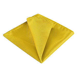 Allegra K Men's Pocket Squares Solid Color Classic Textured Handkerchiefs for Wedding Business One Size Yellow