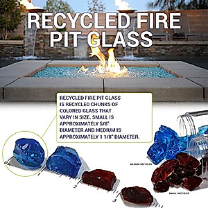 American Fireglass CG-ONYX-M-10 Medium 18-28 mm Onyx Recycled Fire Pit Glass, 10 lb